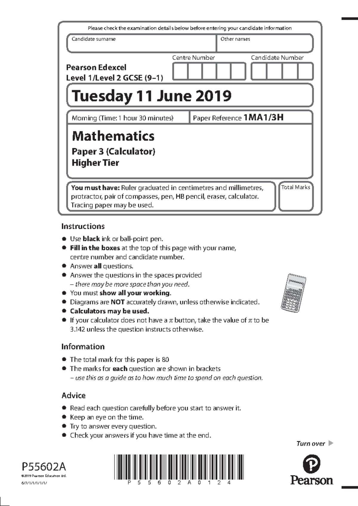 1MA1 3H que 2019 0612 - Math essays - Please check the examination ...