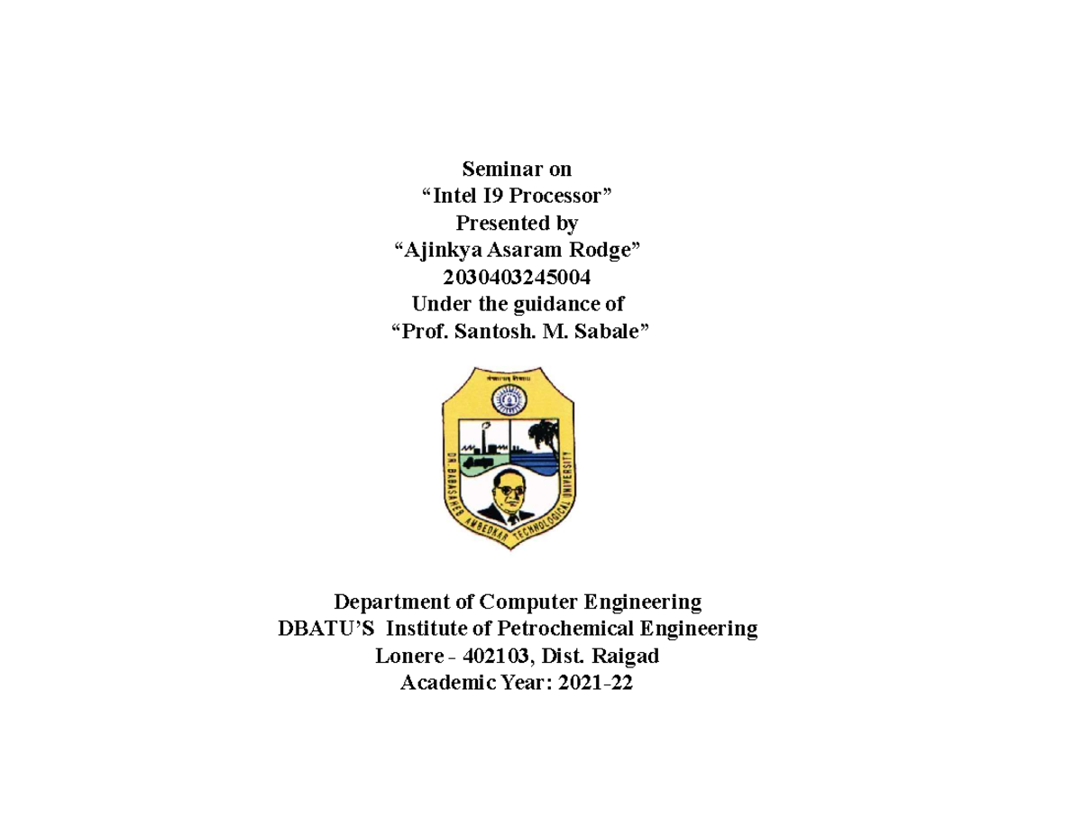 Seminar presentation - this is all about intel i9 processor presented ...