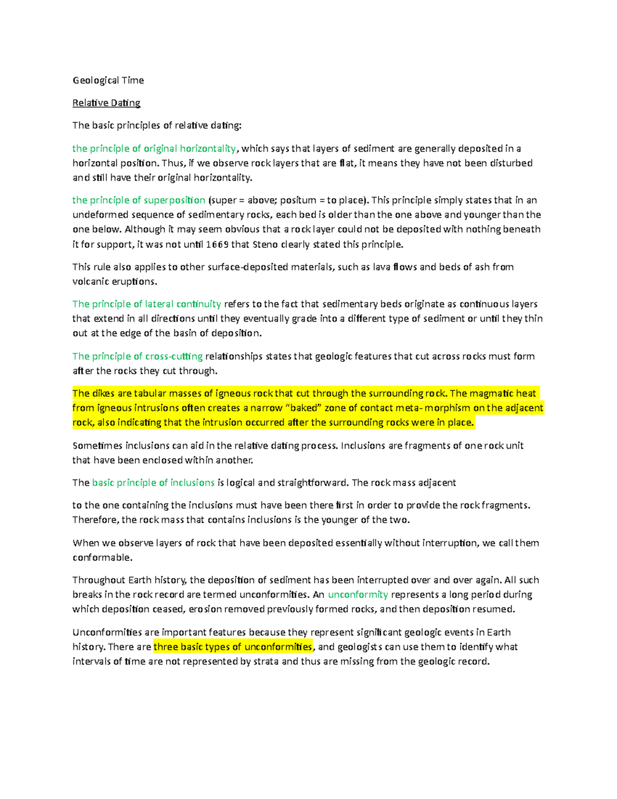 Geological Time - notes - Geological Time Relative Dating The basic ...
