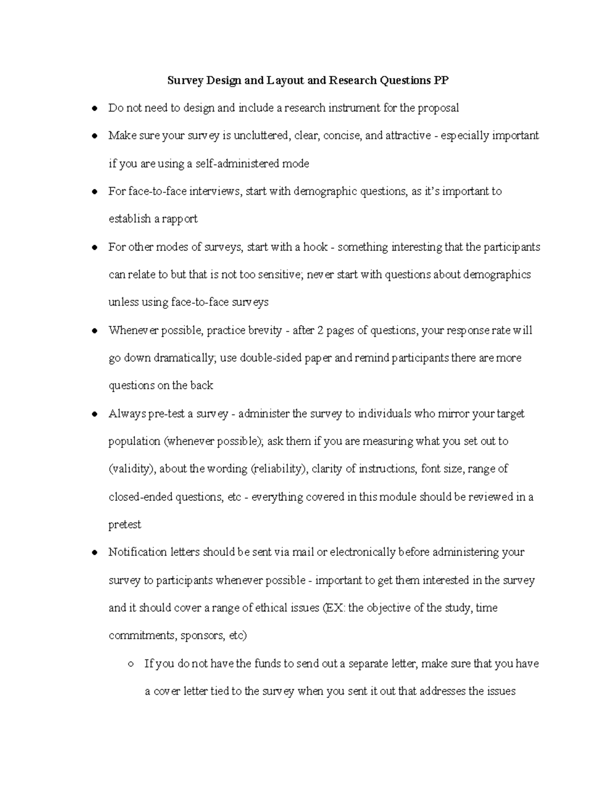 CRM 220 - Week 12 Notes - Dr. Wachholz - Survey Design and Layout and ...