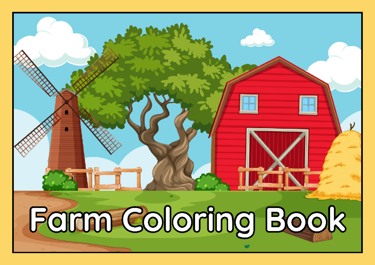 Farm Coloring Social Studies Worksheet in Red Yellow Lined Illustrative ...