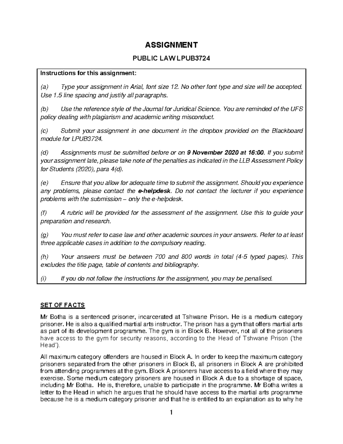 2020 Assignment BFN OFF - 1 ASSIGNMENT PUBLIC LAW LPUB Instructions for ...