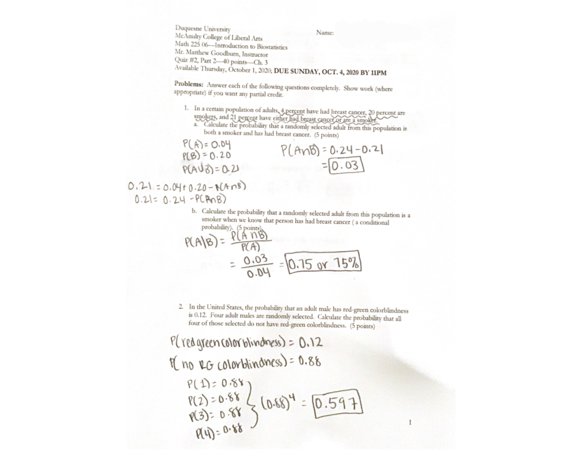 Quiz #2 pt 2 - practice problems - § - Studocu