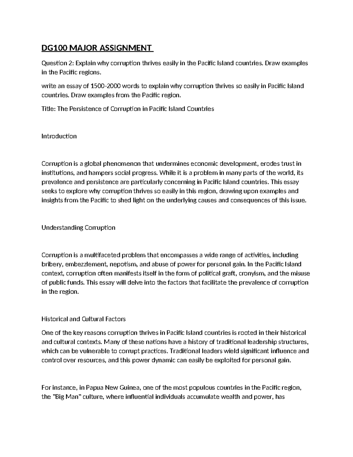 DG100 Major Assignment - DG100 MAJOR ASSIGNMENT Question 2: Explain why ...