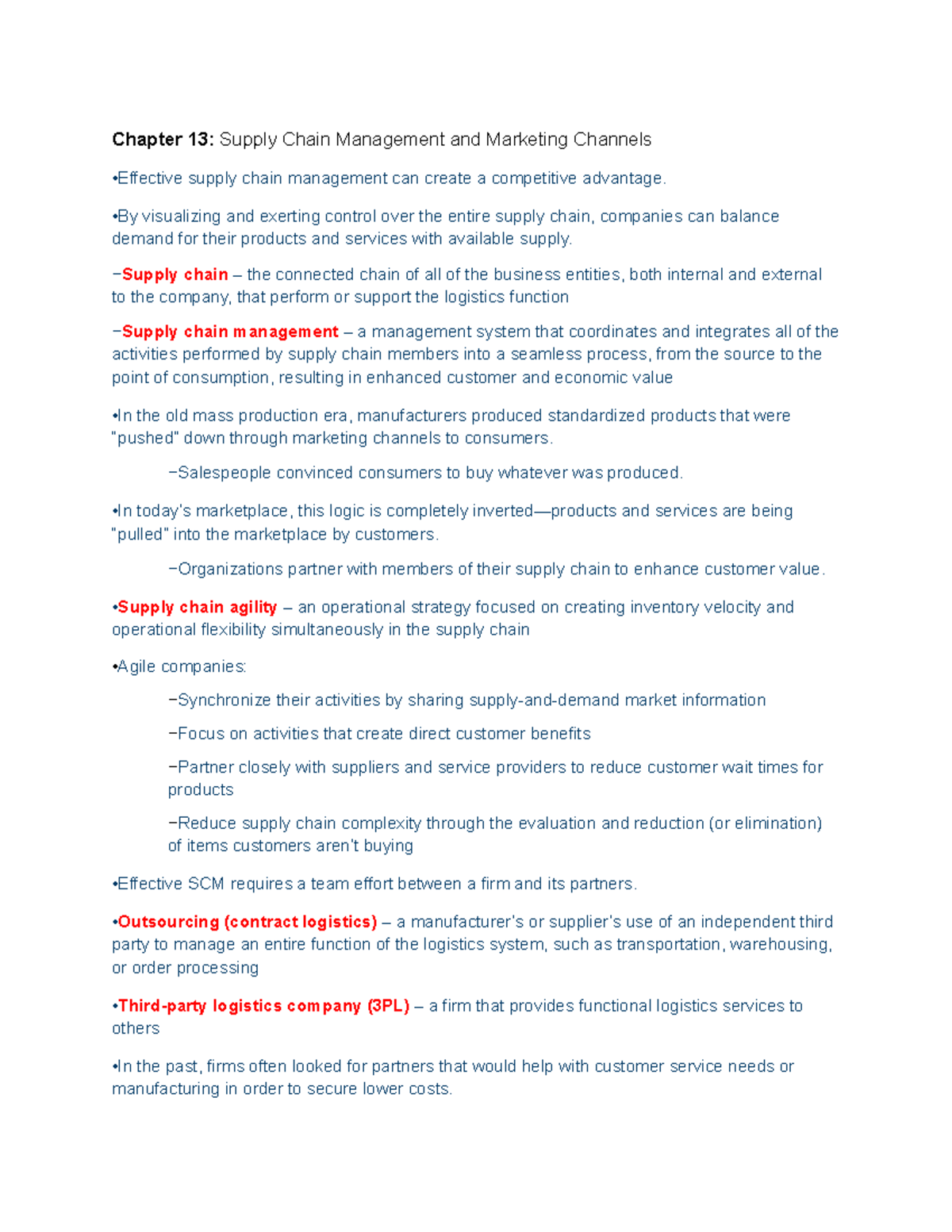 Chapter 13 Supply Chain Management and Marketing Channels - •By ...