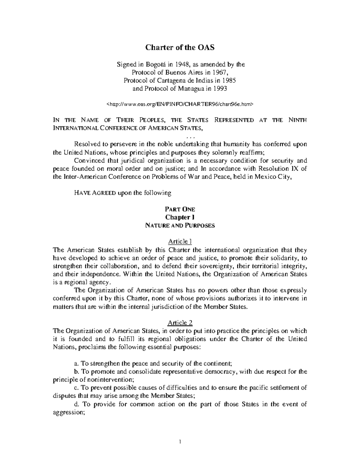 OAS Charter on human rights - Evidence law II - MUK - Studocu