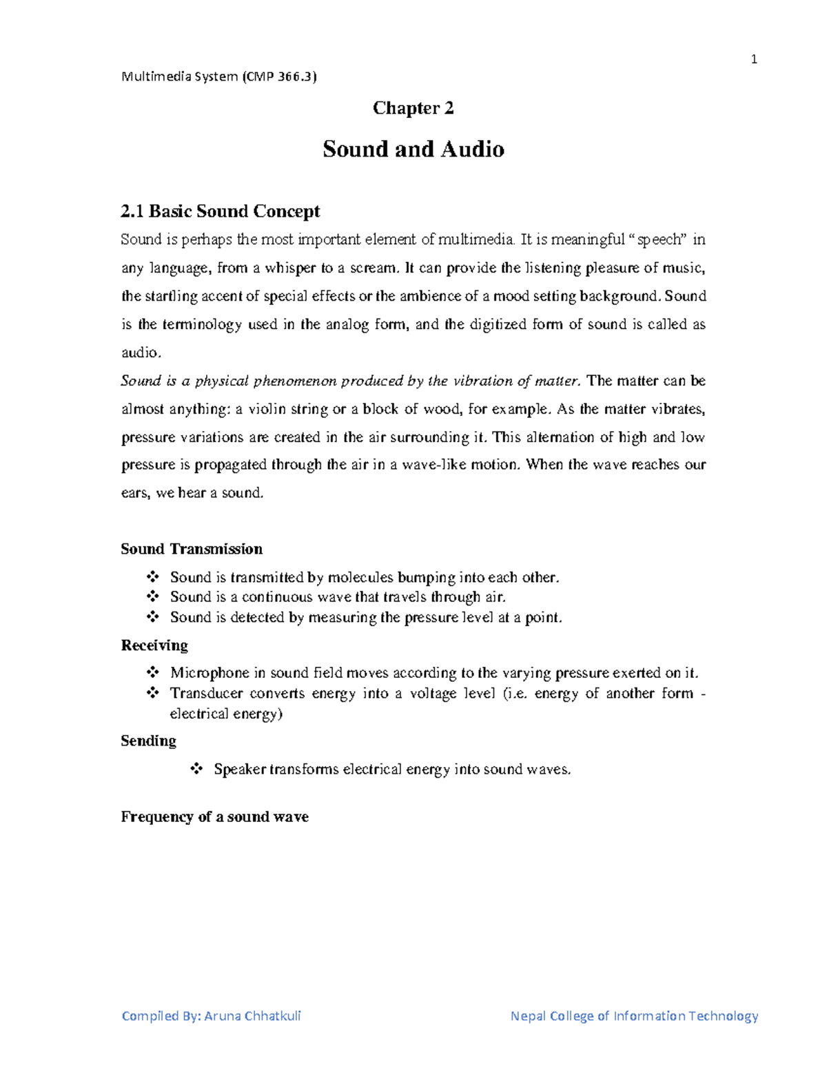 Chapter-2-Sound-and-Audiopdf 1661786090 - Multimedia System (CMP 366 ...
