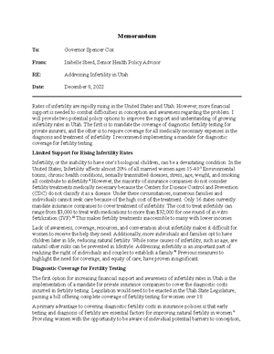 Policy Memo Final Calvin - Memorandum To: Xavier Becerra, Secretary of ...