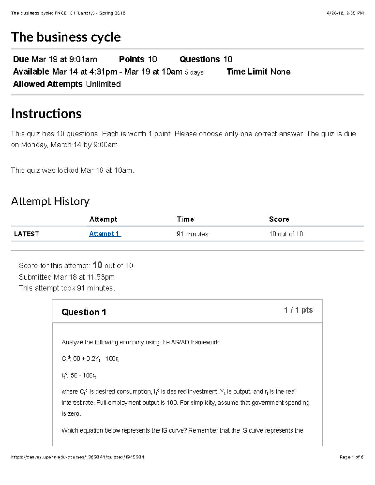 Quiz 3 - The business cycle - The business cycle Due Mar 19 at 9:01am ...