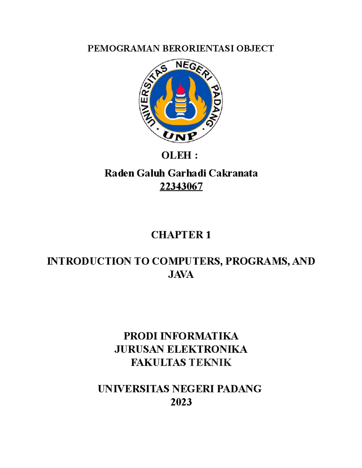 Tugas-1-PBO- Raden Galuh Garhadi Cakranata-22343067 - PEMOGRAMAN ...