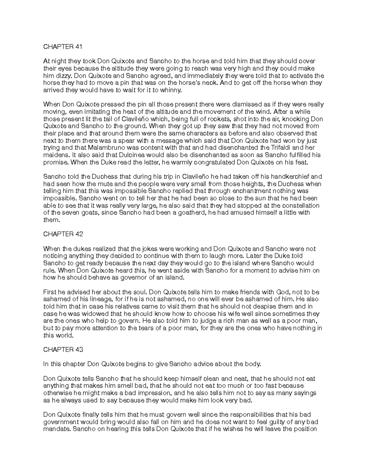 Don Quixote Vol 2 Chap 41-50 PDF - CHAPTER 41 At night they took Don ...