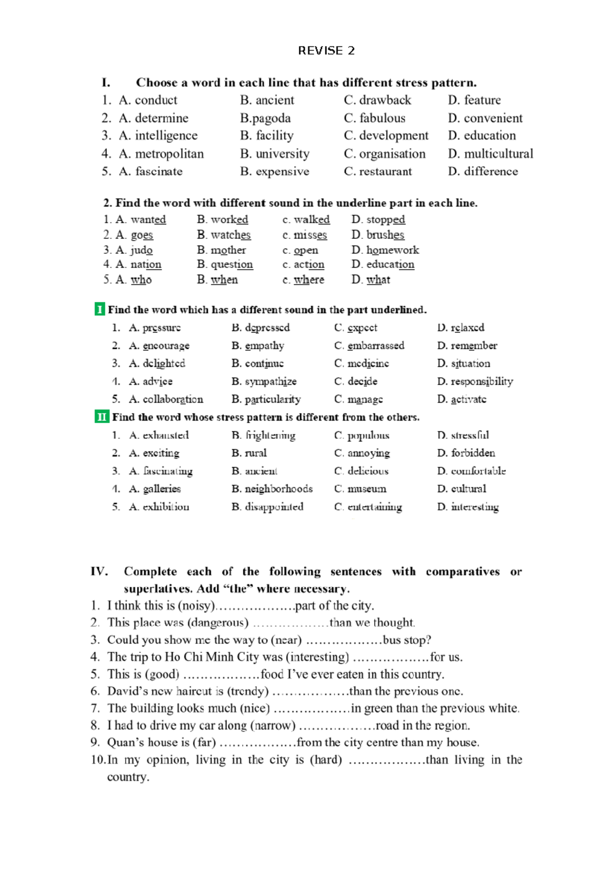 Unit 2 (Revise 2) - grammar - English - REVISE - Studocu
