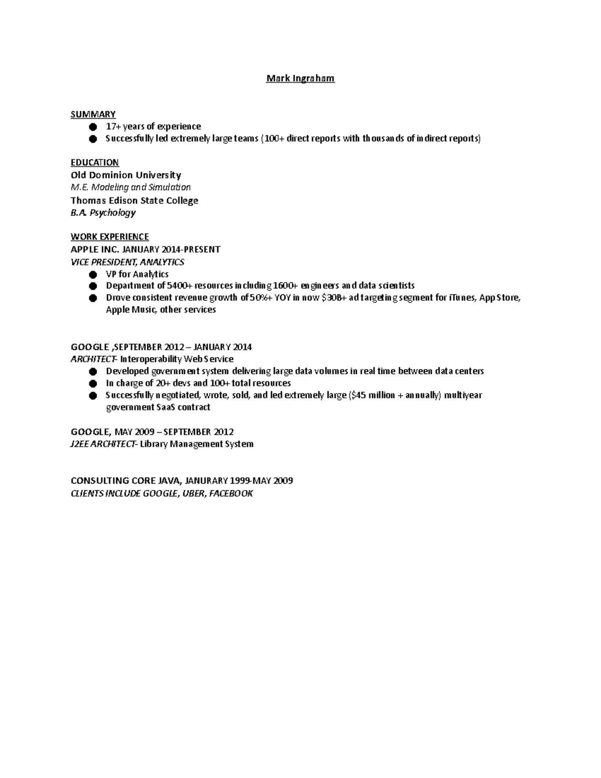 Mcivp - Other - Mark Ingraham SUMMARY 17+ years of experience ...