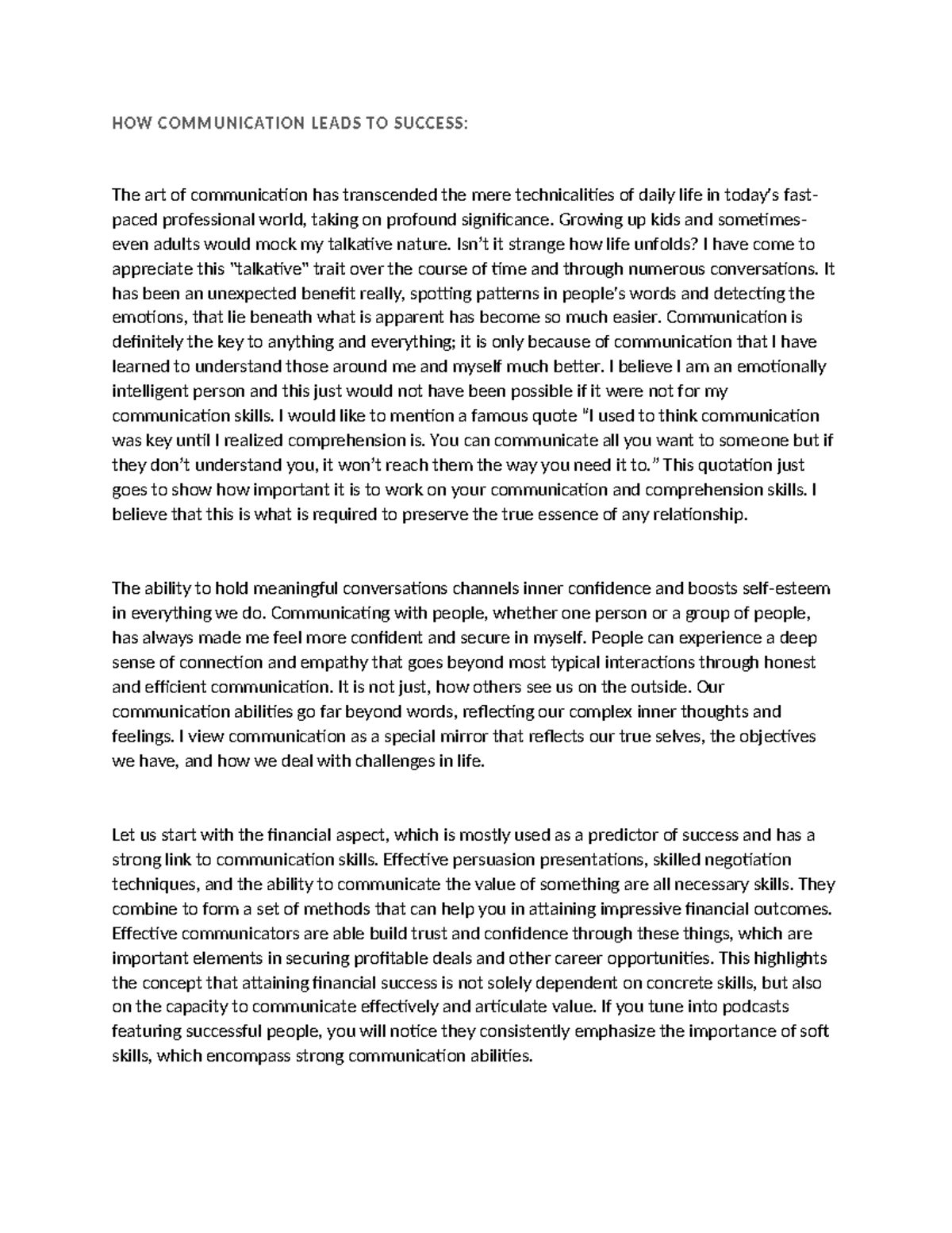 HOW Communication Leads TO Success - HOW COMMUNICATION LEADS TO SUCCESS ...