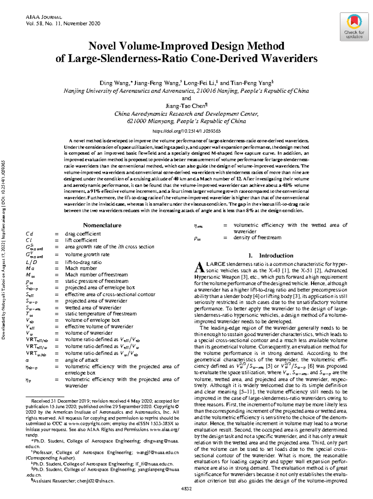 Aiaaj 2020 Novel Volume-Improved Design Method of Large-Slenderness ...