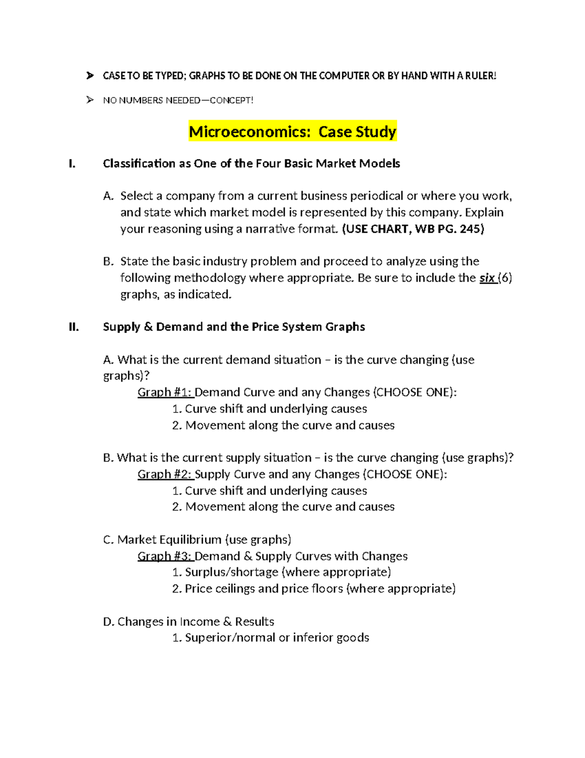 Microeconomics Case-Unit II - CASE TO BE TYPED; GRAPHS TO BE DONE ON ...