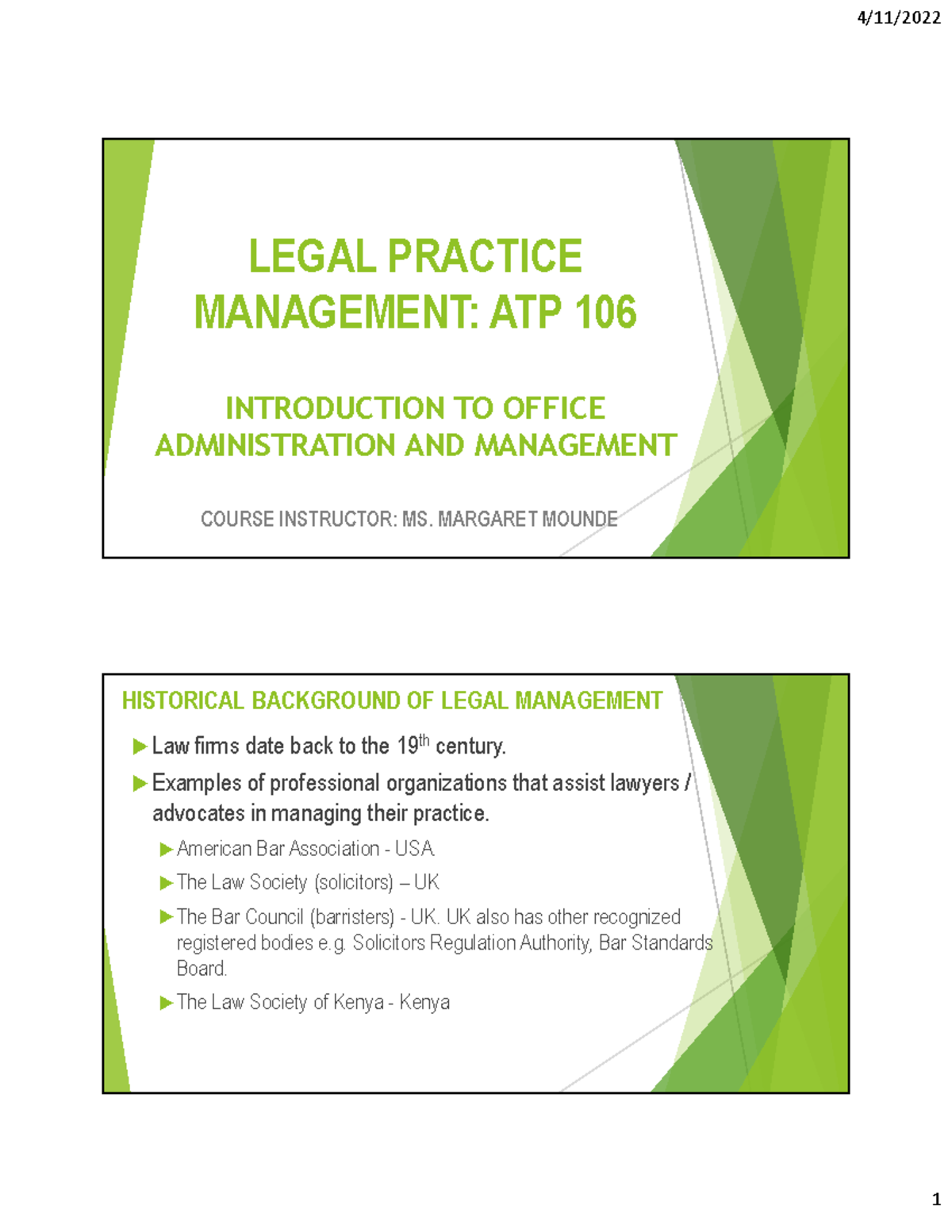 2. Introduction TO Office Administration AND Management - LEGAL ...