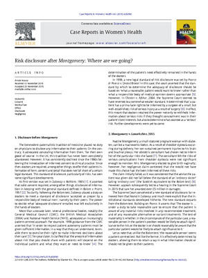 Montgomery and informed consent Where are we now ...