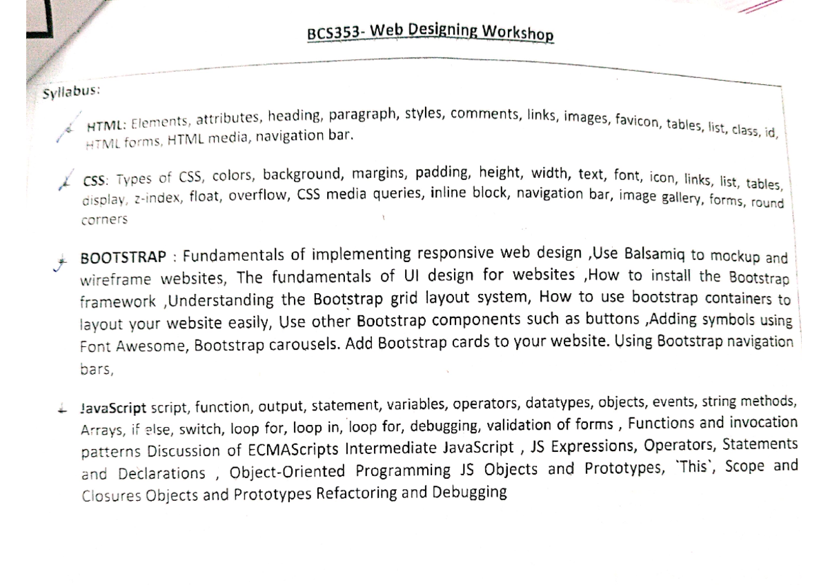 Web Development Syllabus - bca 1st year - Studocu