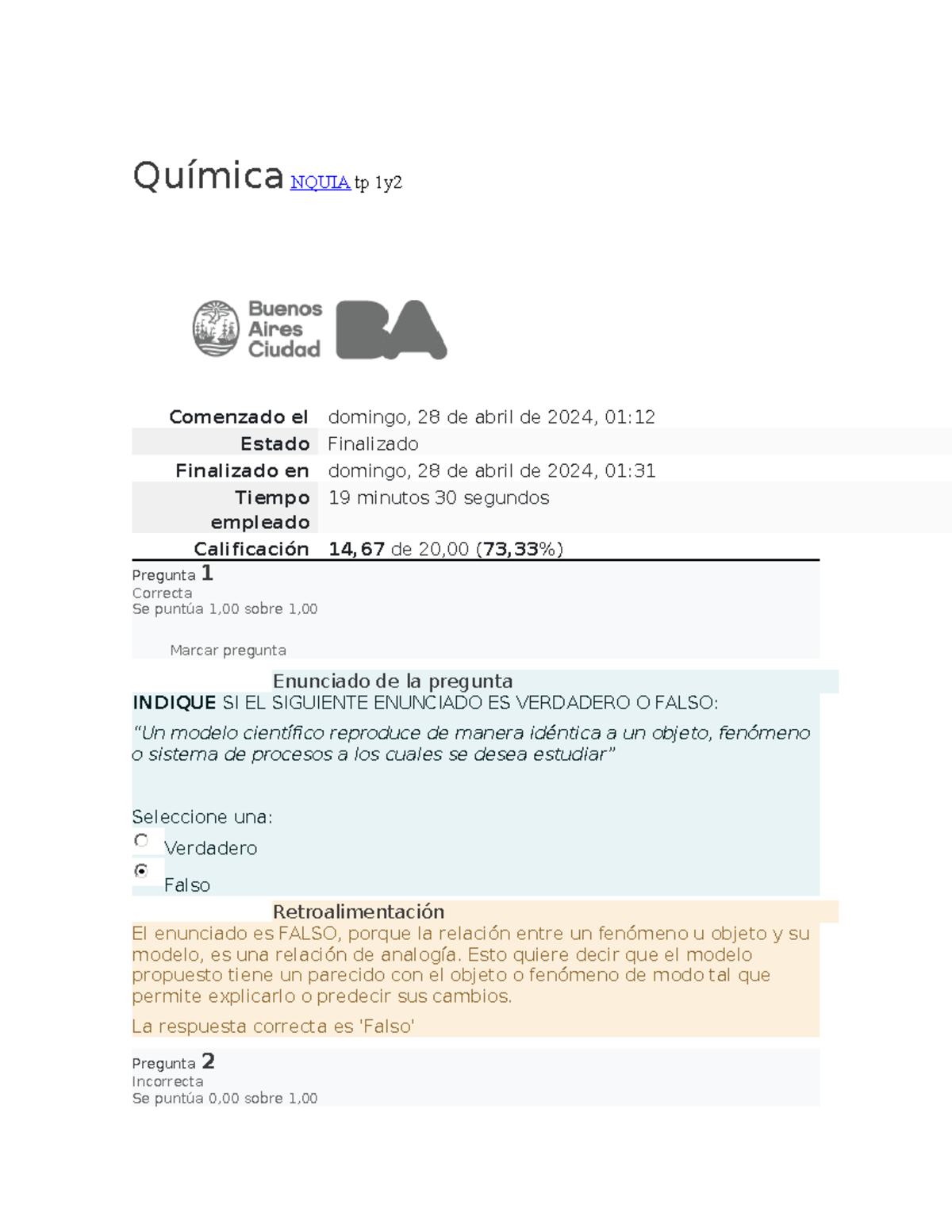 Química NQUIA tp 1y2 2024.docx - Química NQUIA tp 1y Comenzado el ...