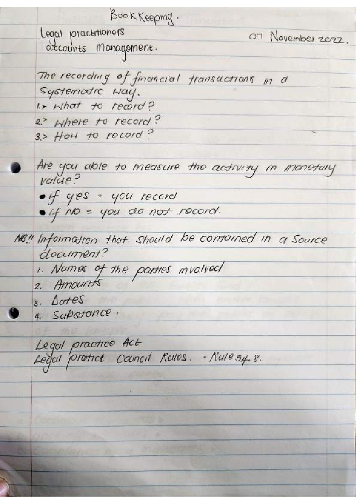 Bookkeeping Notes PART 1 - Studocu