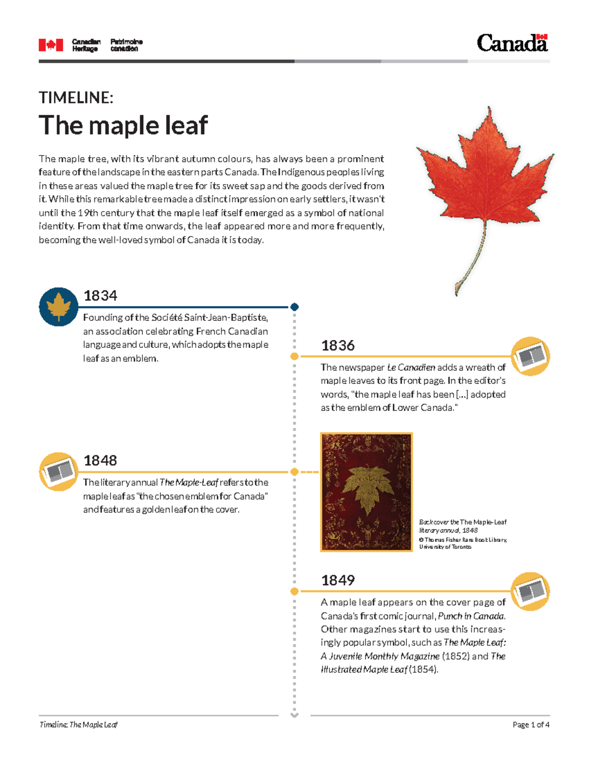 Timeline Maple Leaf - A . . . . . . . - The maple tree, with its ...