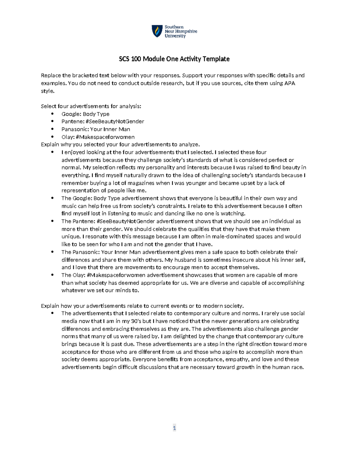 SCS 100 Module One Activity Template 2 - SCS 100 Module One Activity ...