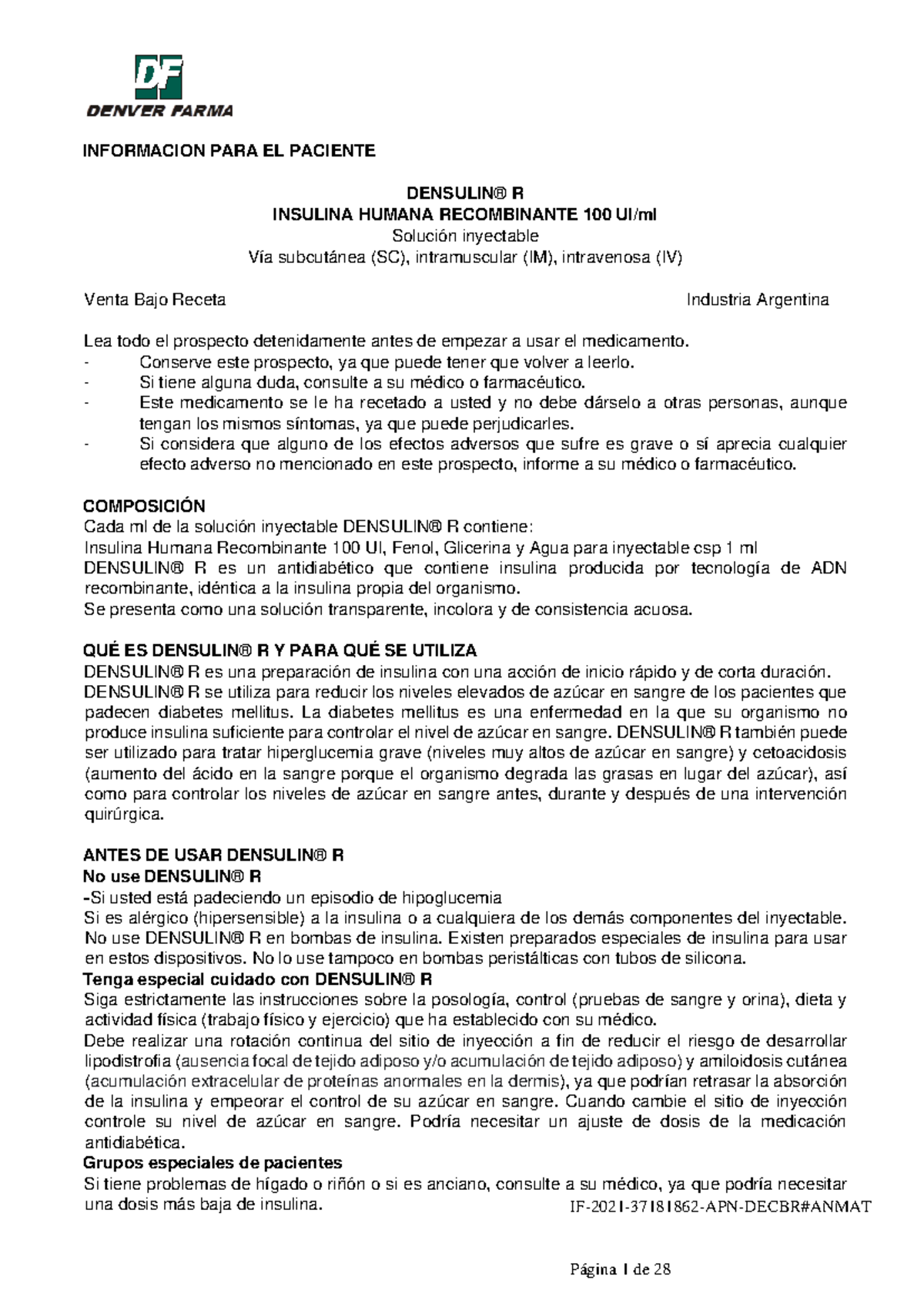 IP Densulin R y N - Disp 3308-2021 - INFORMACION PARA EL PACIENTE ...