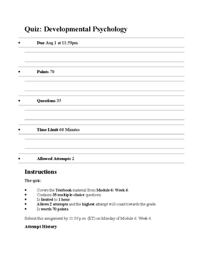 Psych 101 Quiz Week 3 - Quiz: Learning, Memory, and Intelligence Due Jul 18 at 11:59pm Points 70 ...