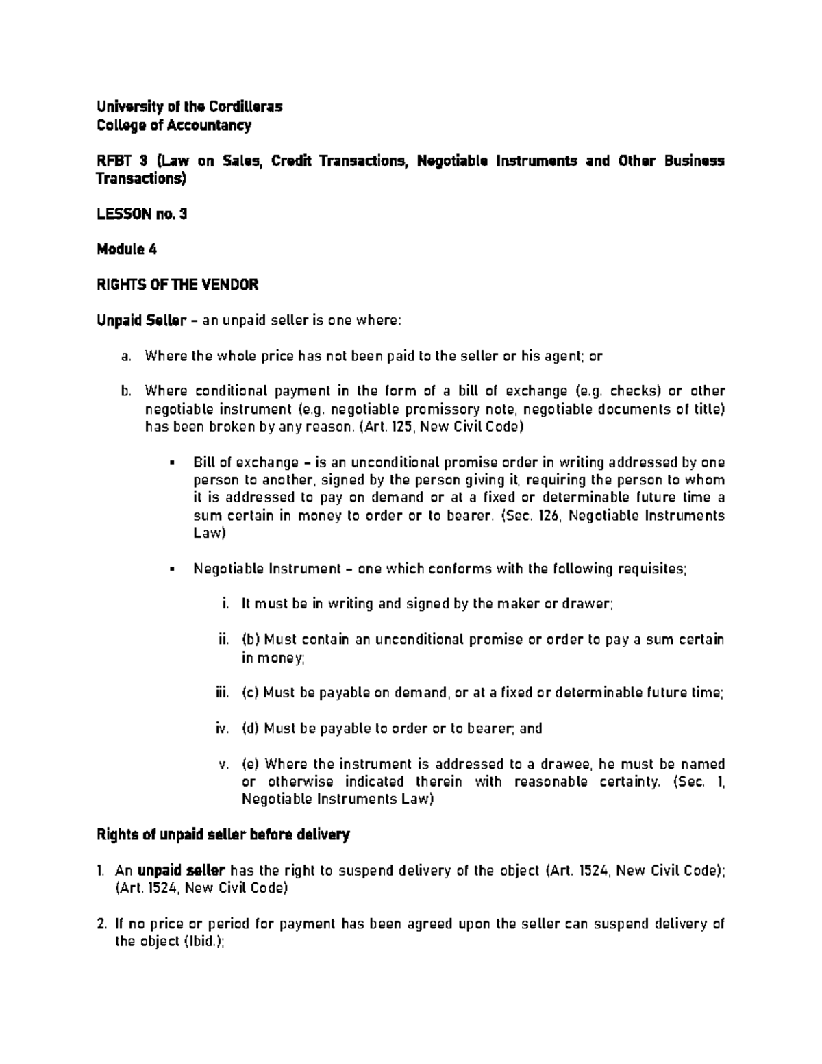 Module 1 - Sales - Lesson 4 - University of the Cordilleras College of ...