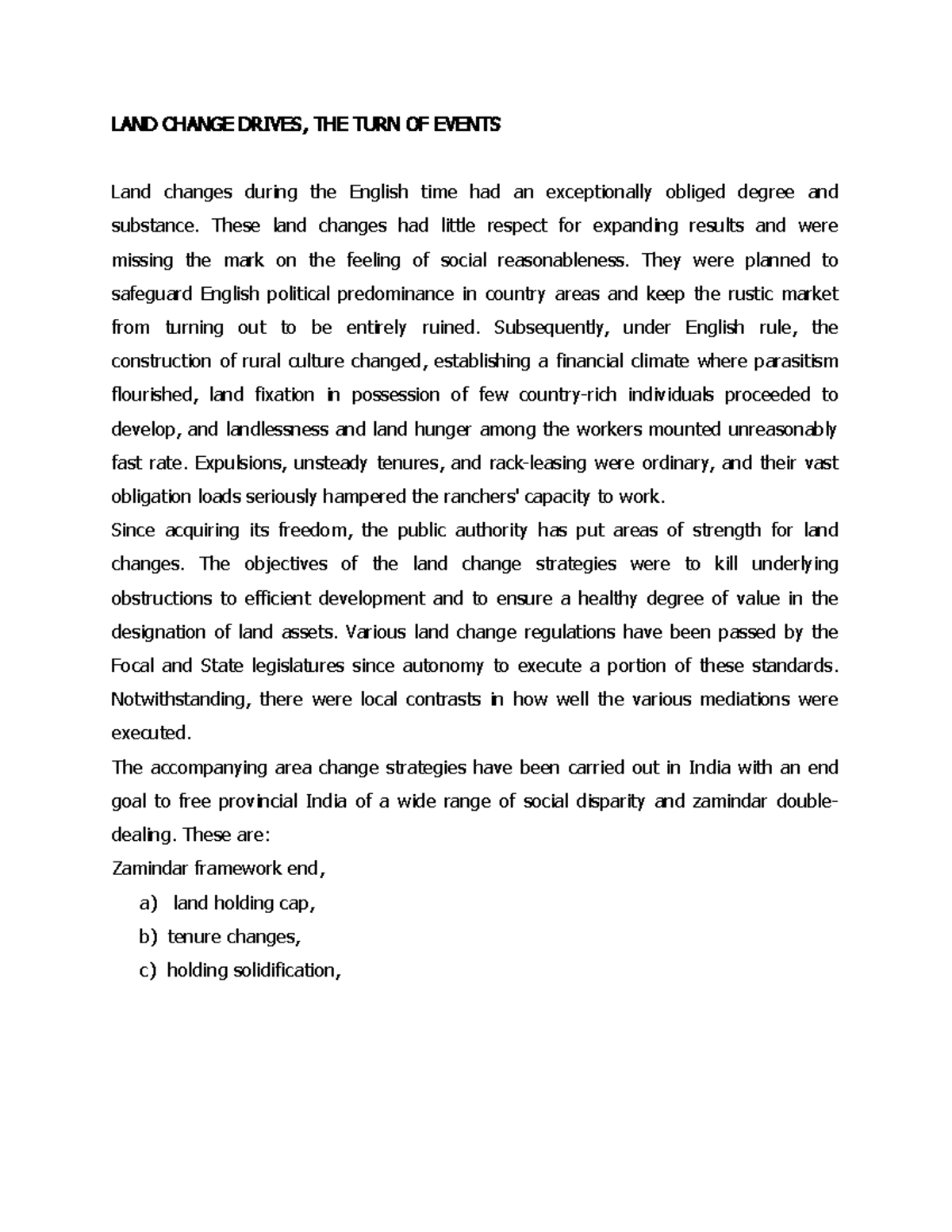 Progress of Land Reform Measures - LAND CHANGE DRIVES, THE TURN OF ...