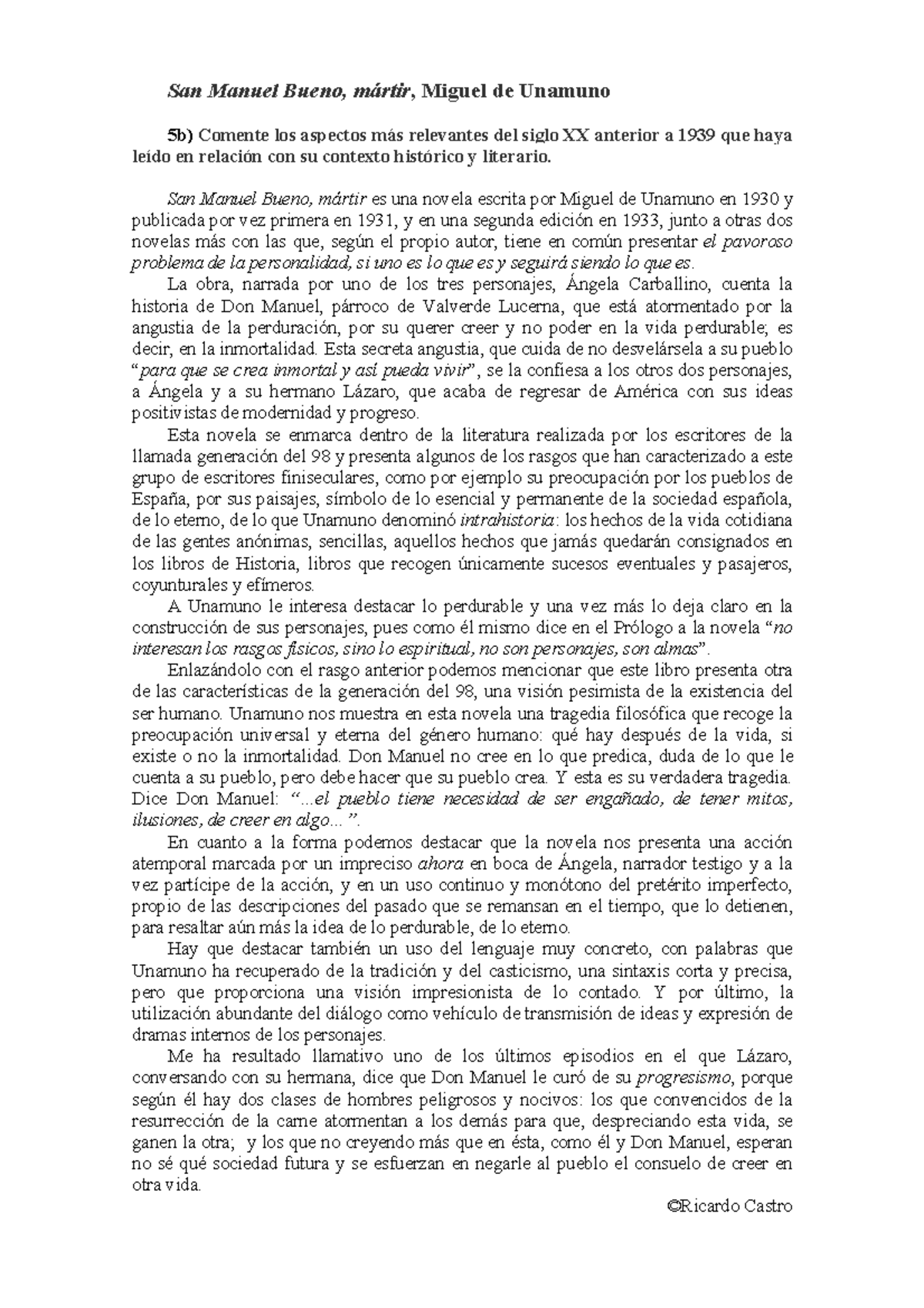 San Manuel Bueno, martir - San Manuel Bueno, mártir es una novela ...
