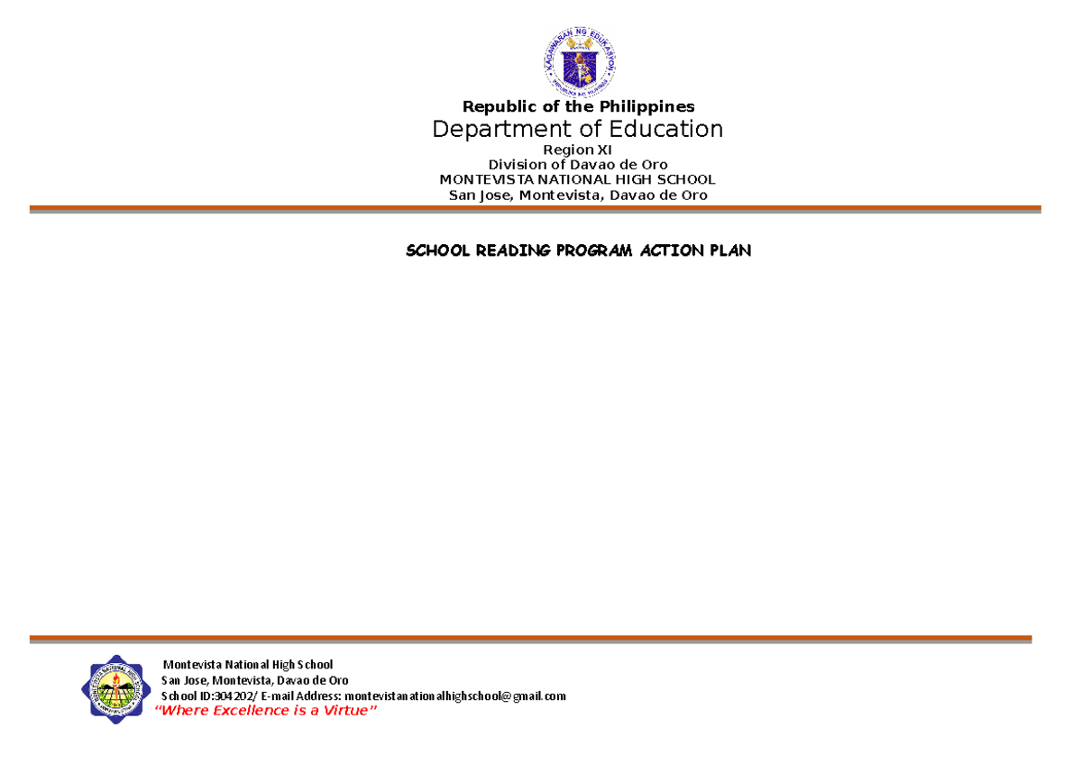 Reading- Action-PLANTION PLAN - Republic of the Philippines Department ...