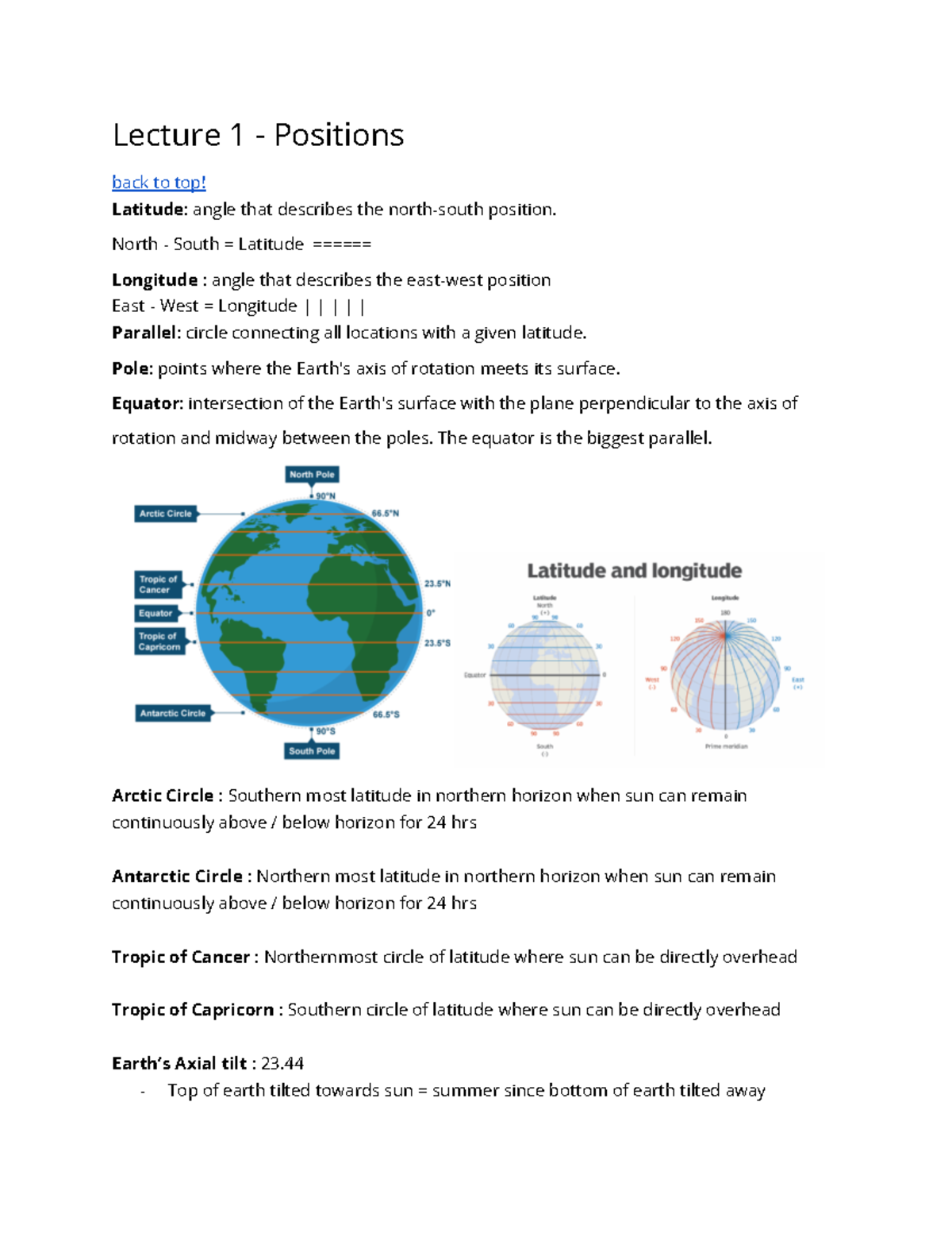 CONS 127 sample - chapter 1 notes - Lecture 1 - Positions back to top ...