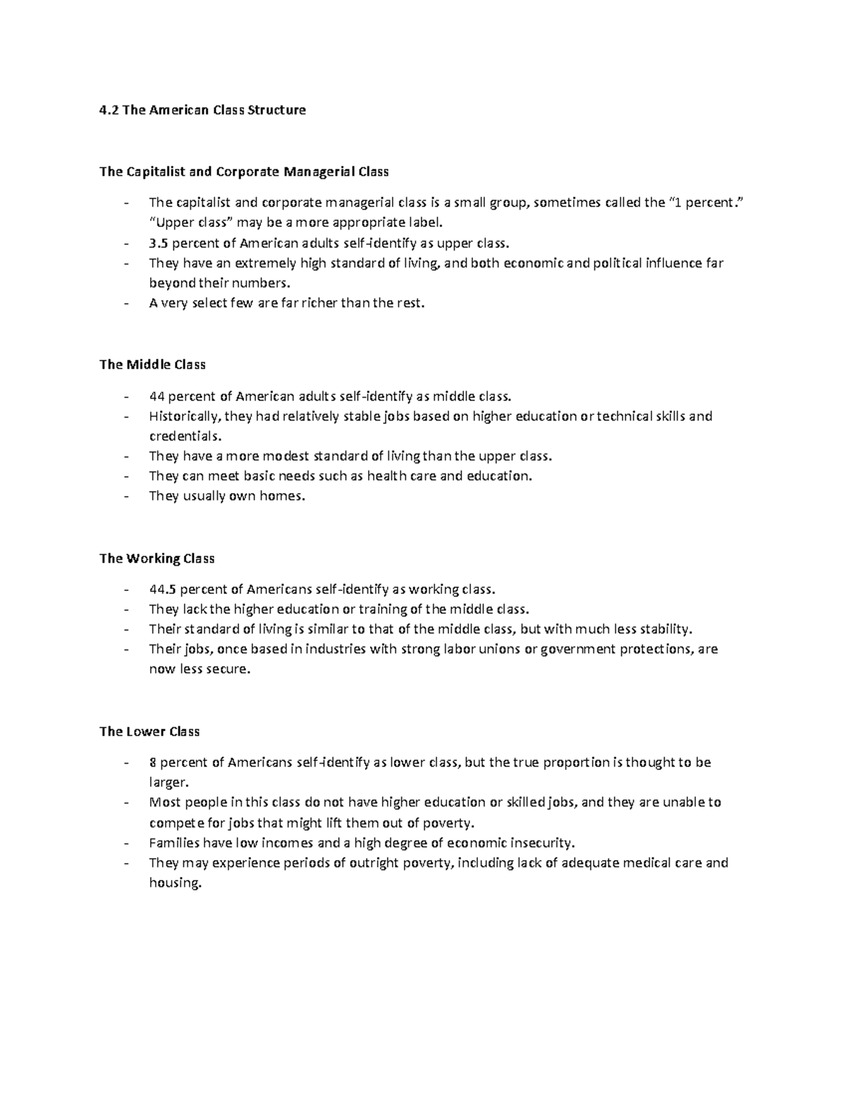 The American class stucture - 4 The American Class Structure The ...