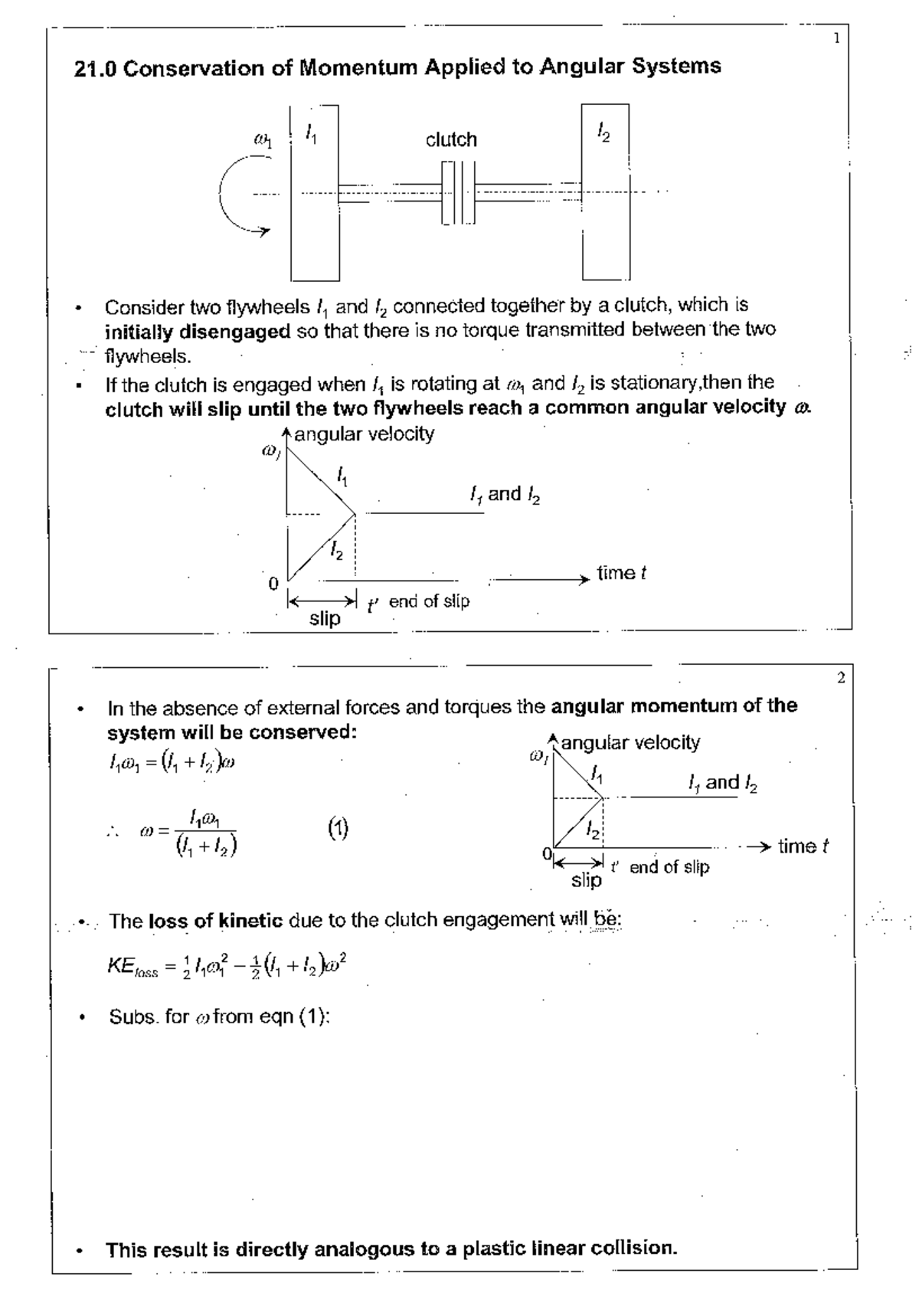 21-Conservation of Angular Momentum Blanks - MEE1009 - Studocu