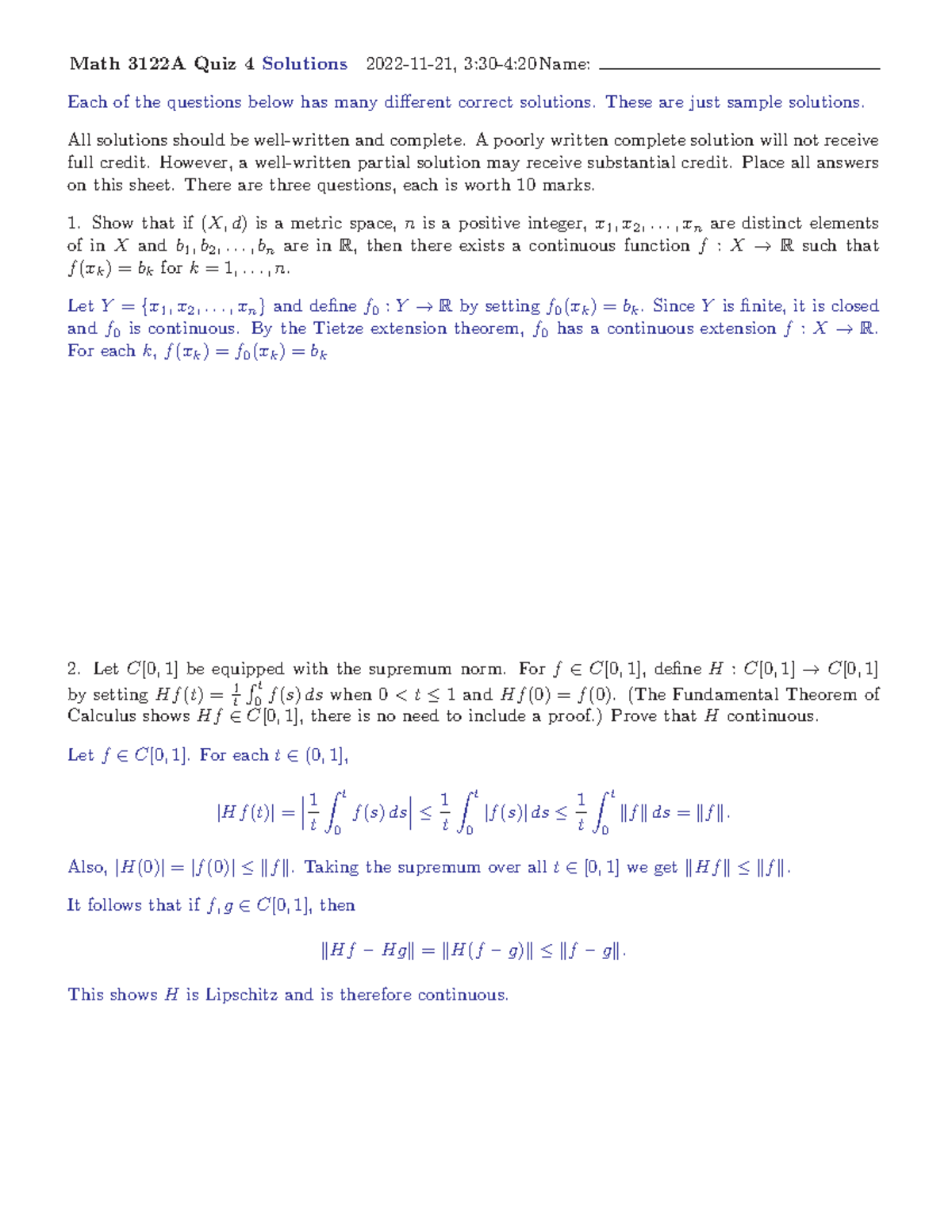 Q4+with+soln - Q4+with+soln.pdf - Math 3122A Quiz 4 Solutions 2022-11-21, 3:30-4:20 Name: Each ...