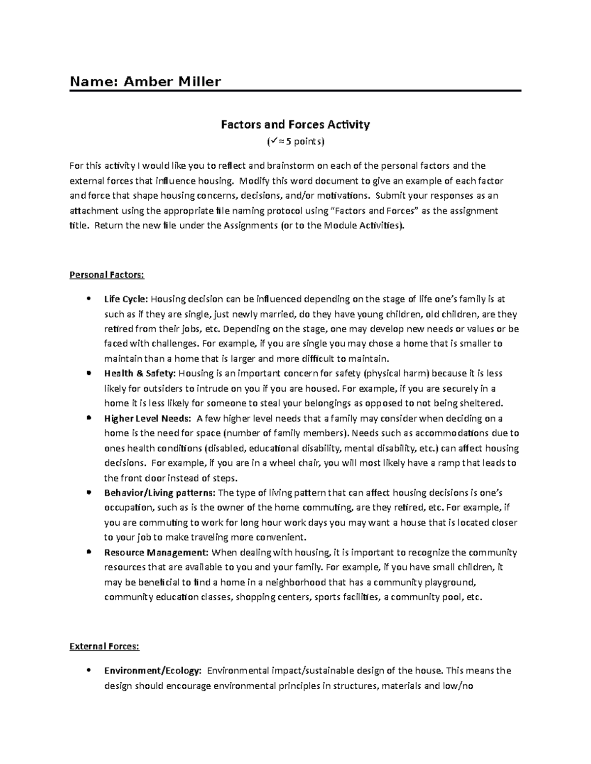 Miller A AHRM2644 Factorsand Forces - Name: Amber Miller Factors and ...