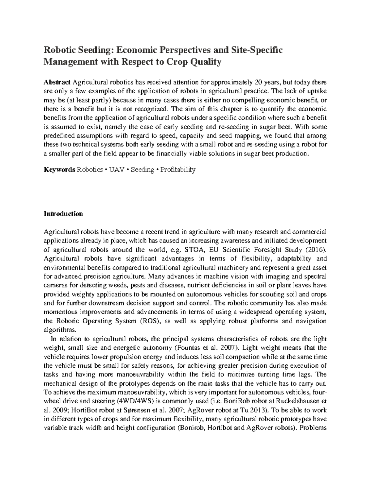 Robotic Seeding-Economic Perspectives and Site-Specific Management with ...