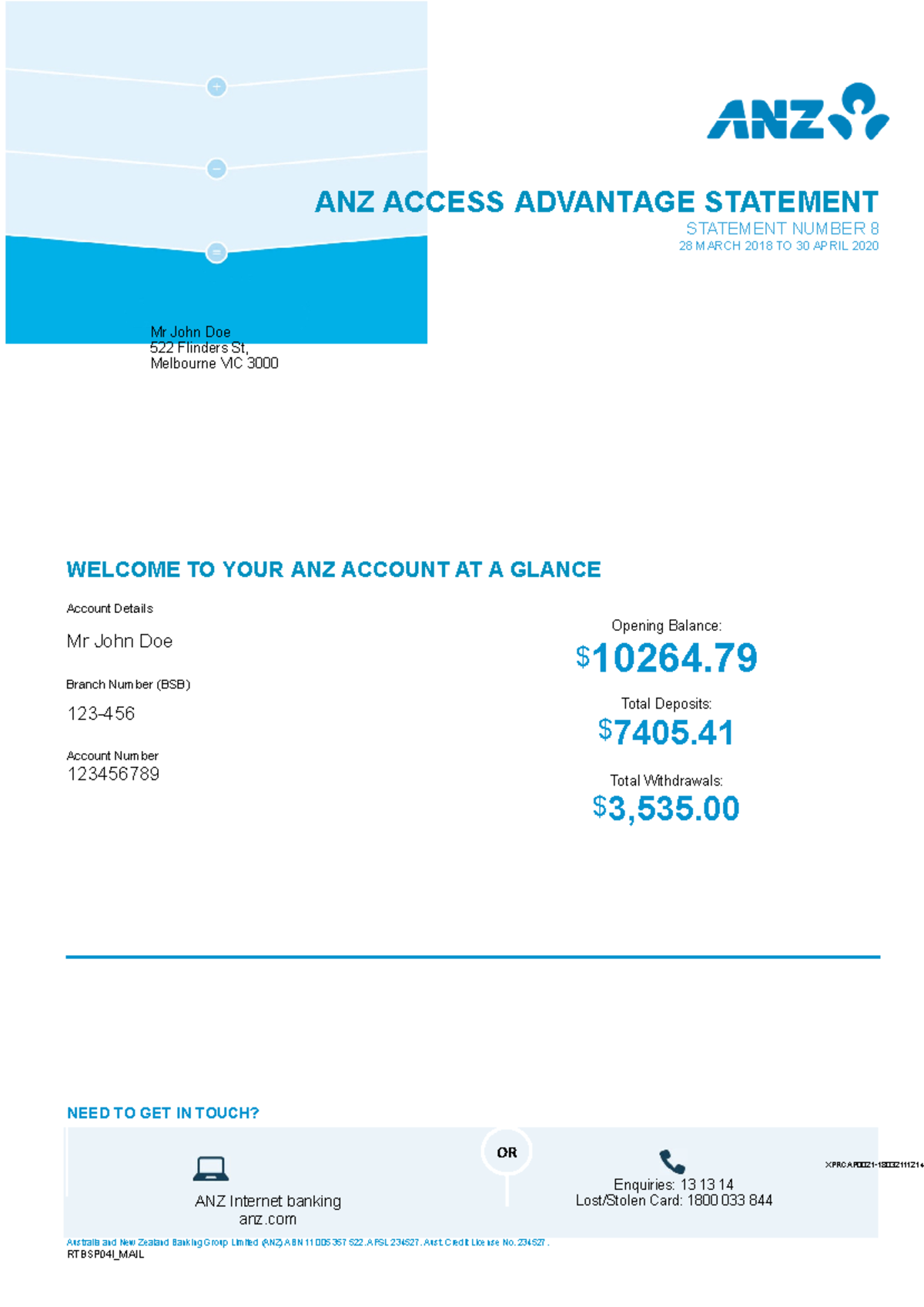 ANZ Bank Statement Bank Statements - STATEMENT NUMBER 8 28 MARCH 2018 ...