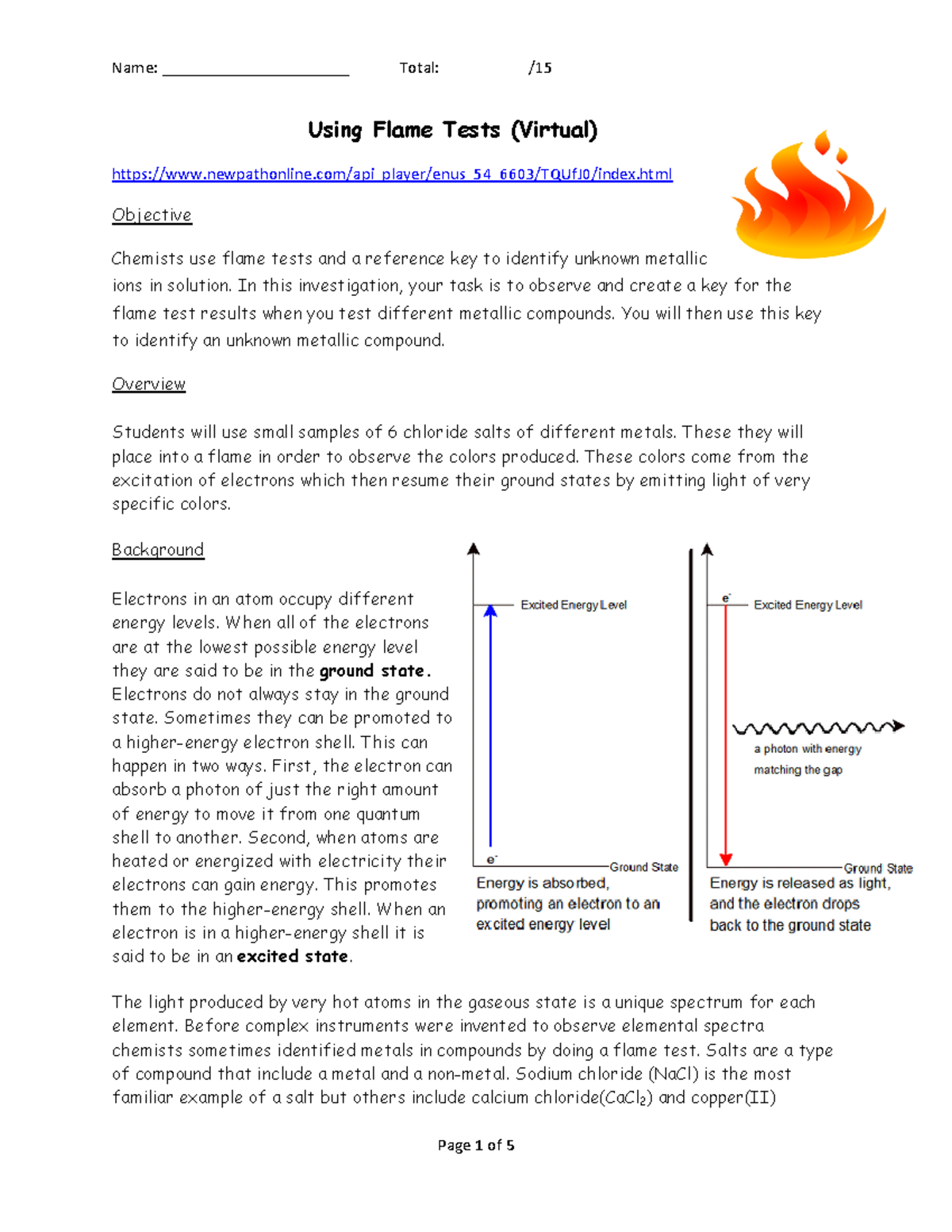 Flame test 2021 Virtual - Using Flame Tests (Virtual) - Studocu