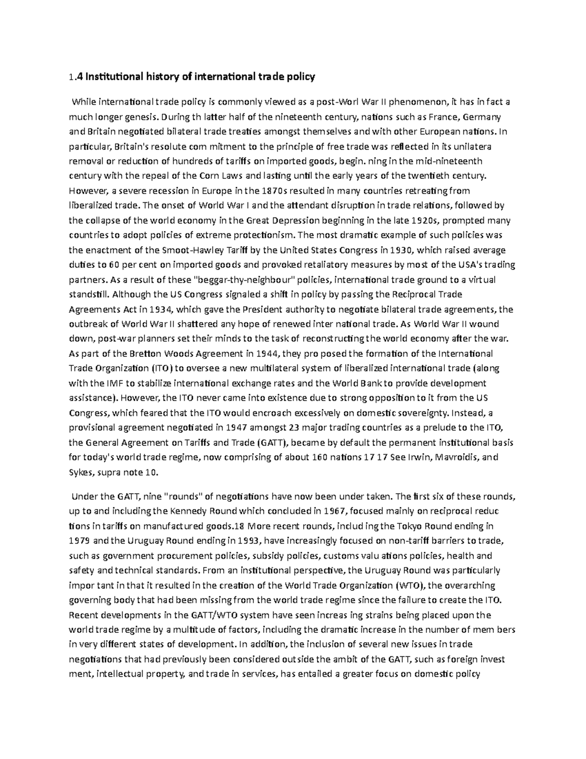 Institutional history of international trade - During th latter half of ...