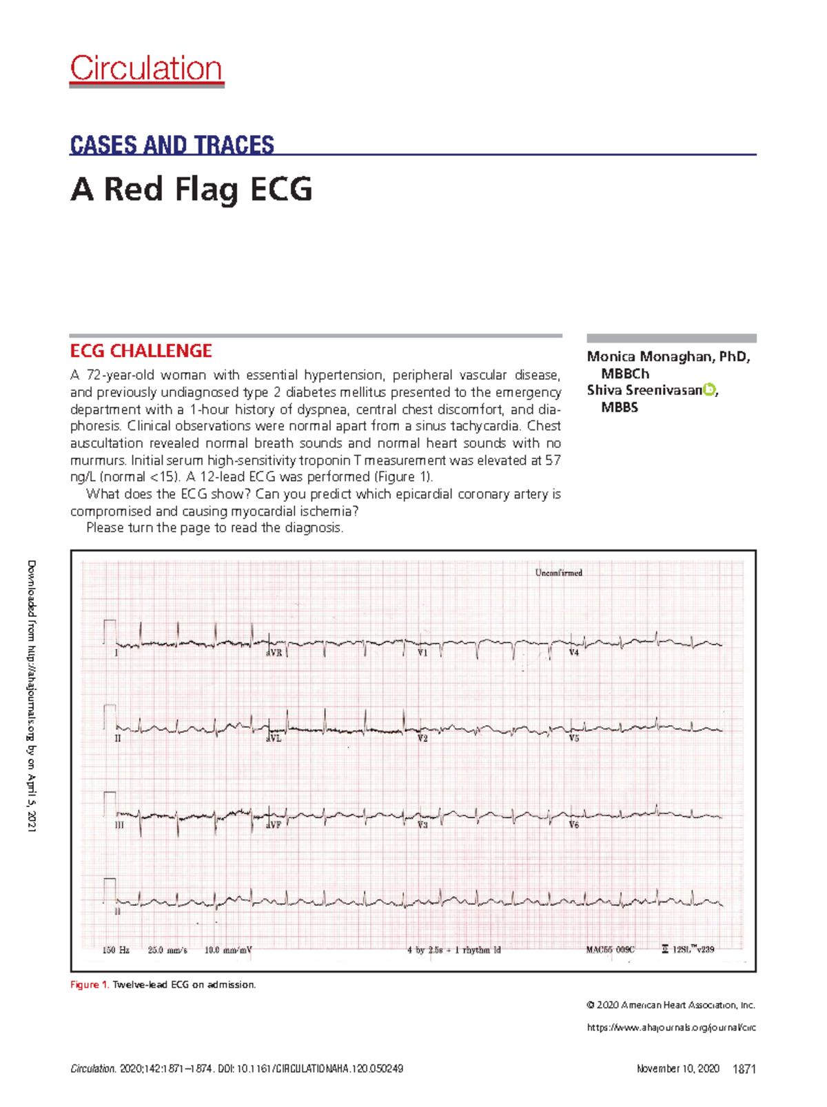 Circulationaha - Red Flag EKG - Circulation. 2020;142:1871–1874. DOI ...