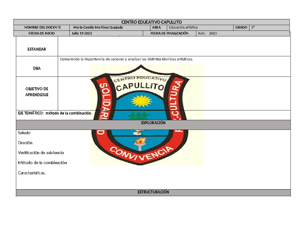 Clase de Artistica julio 19 - ESTANDAR Identifica y aplica las clases ...