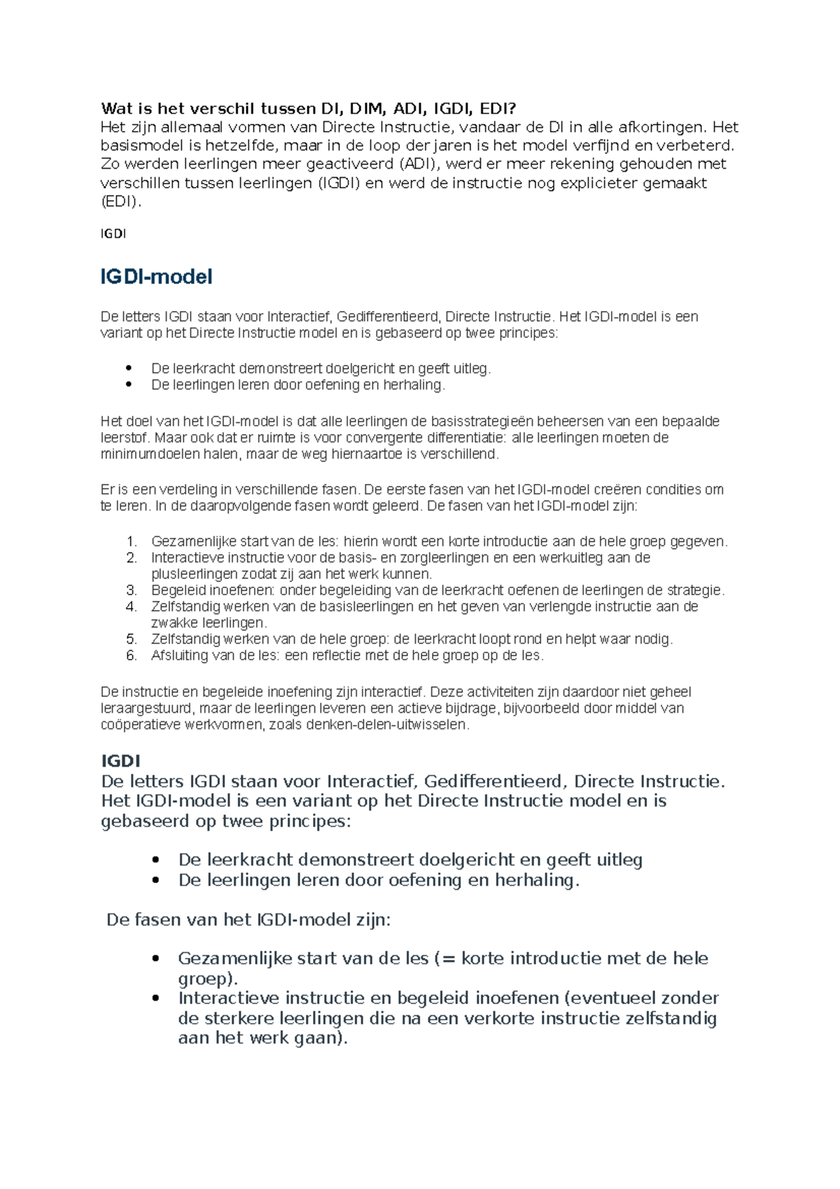 Informatie over directe instructie modellen - Wat is het verschil ...