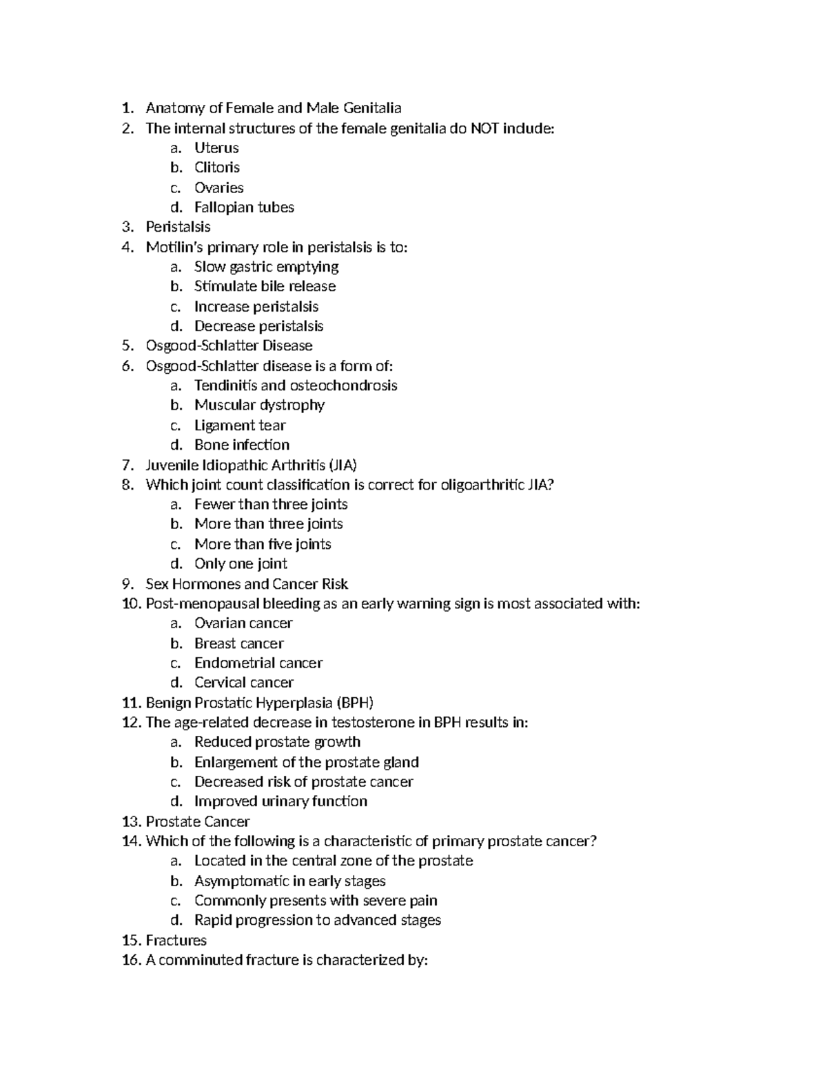 MORE Questions - Anatomy of Female and Male Genitalia The internal ...