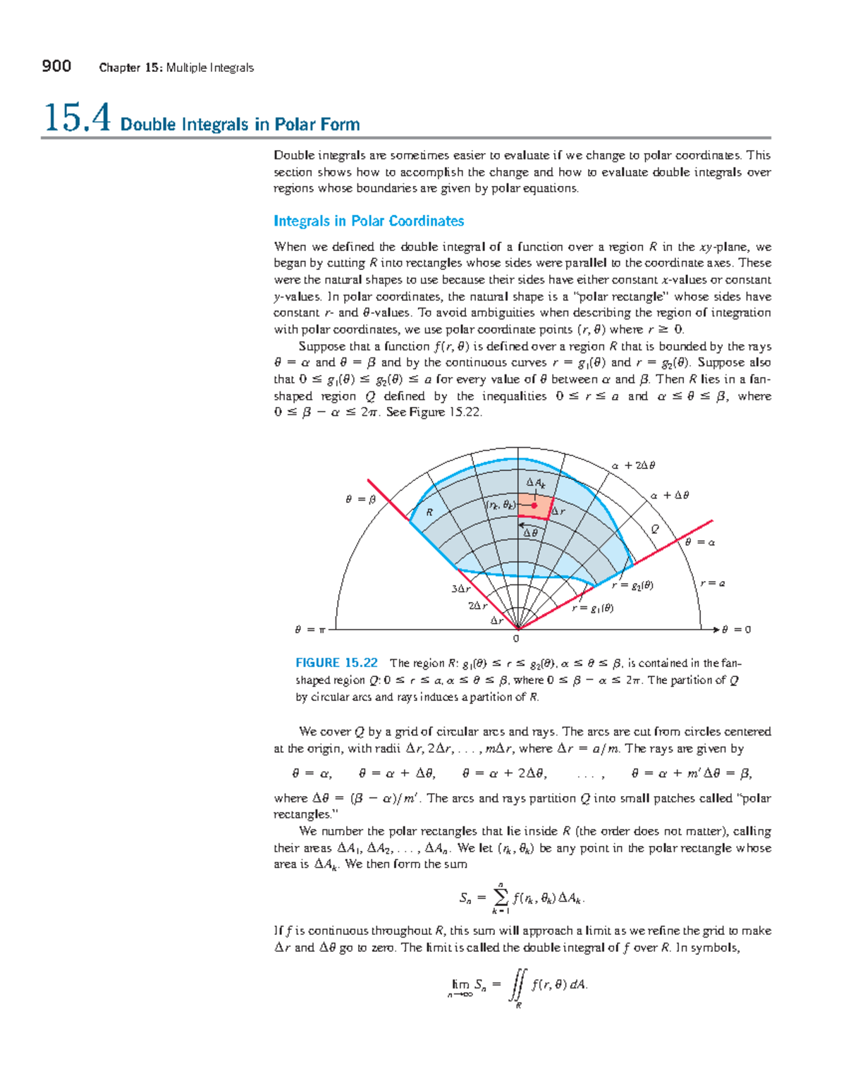 Math ch15-4 - math work - 900 Chapter 15: Multiple Integrals 15 Double Integrals in Polar Form ...