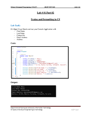 Assignment- 1 - Roll Number: _____Section: ___ Name: _________________________ Department ...