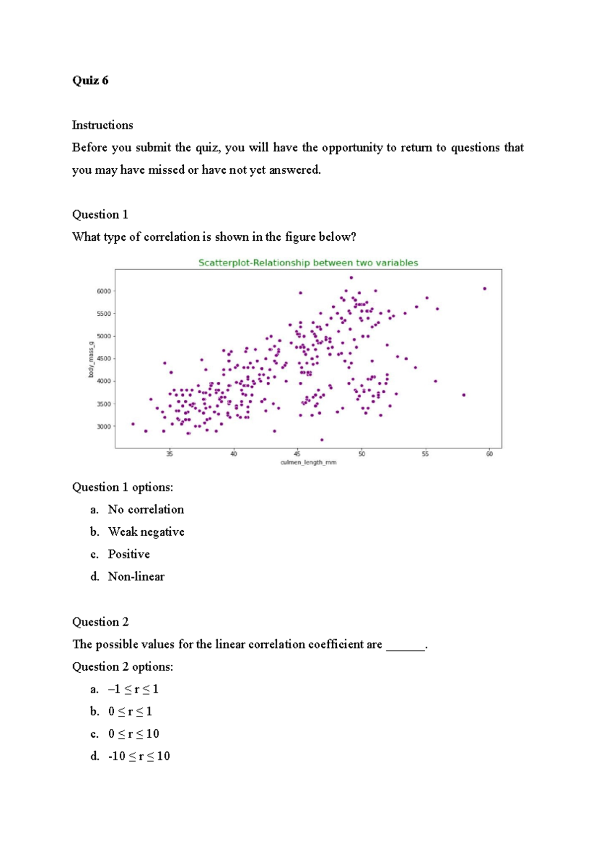 Quiz 6 - Every week, we are given a quiz in EVS514, Environmental Data ...