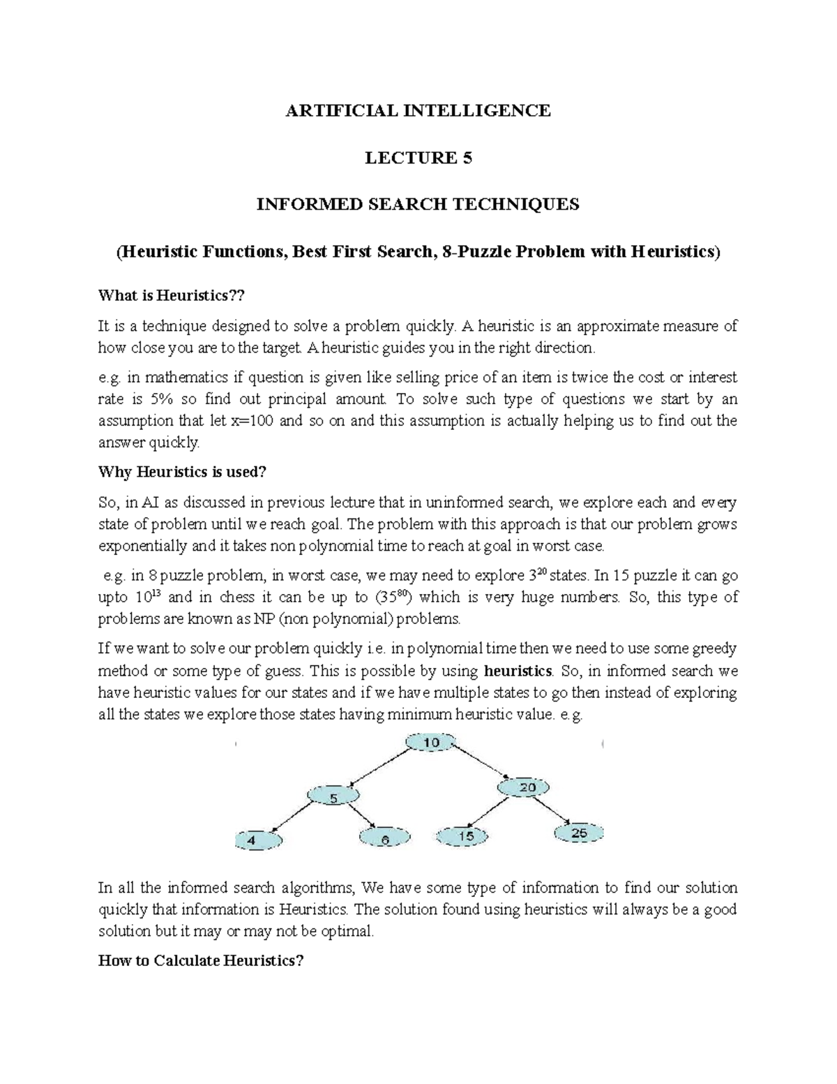 5-Lecture 5-AI - Artificial Intelligent - ARTIFICIAL INTELLIGENCE ...